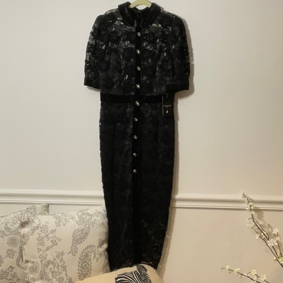 Tahari | Dresses | Tahari Black Long Sleeve Dress With Elegant Design ...